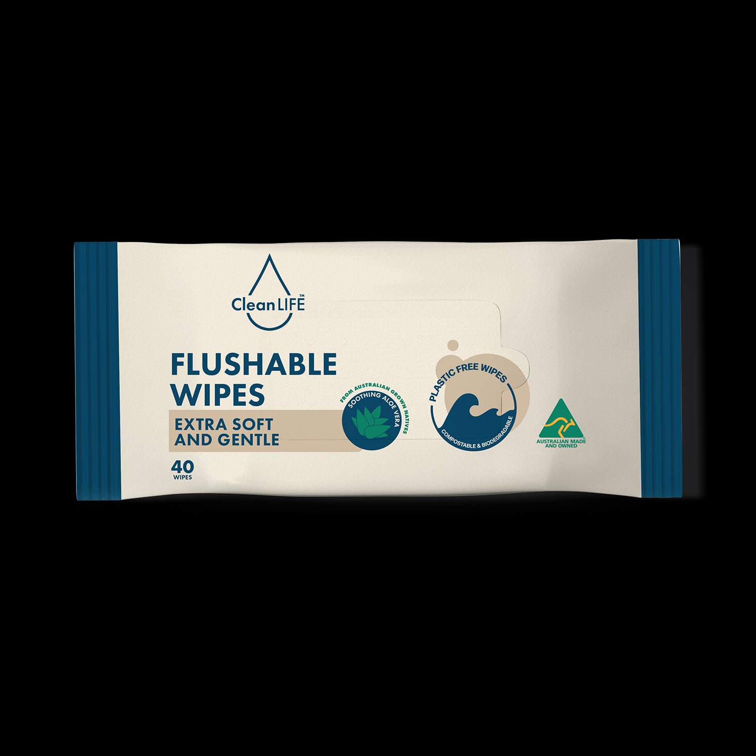 CleanLIFE Flushable Wipes | Extra Soft and Gentle | 40 Wipes